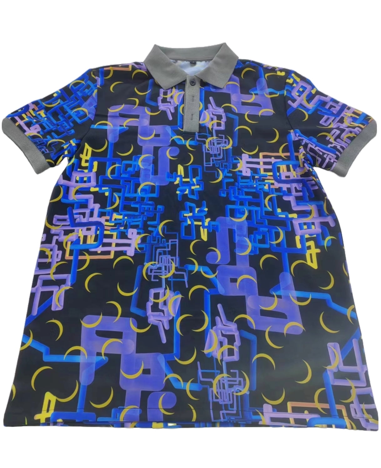 Dan Flashes Complicated Pattern Short Sleeve Polo Shirt - Mens Small ...