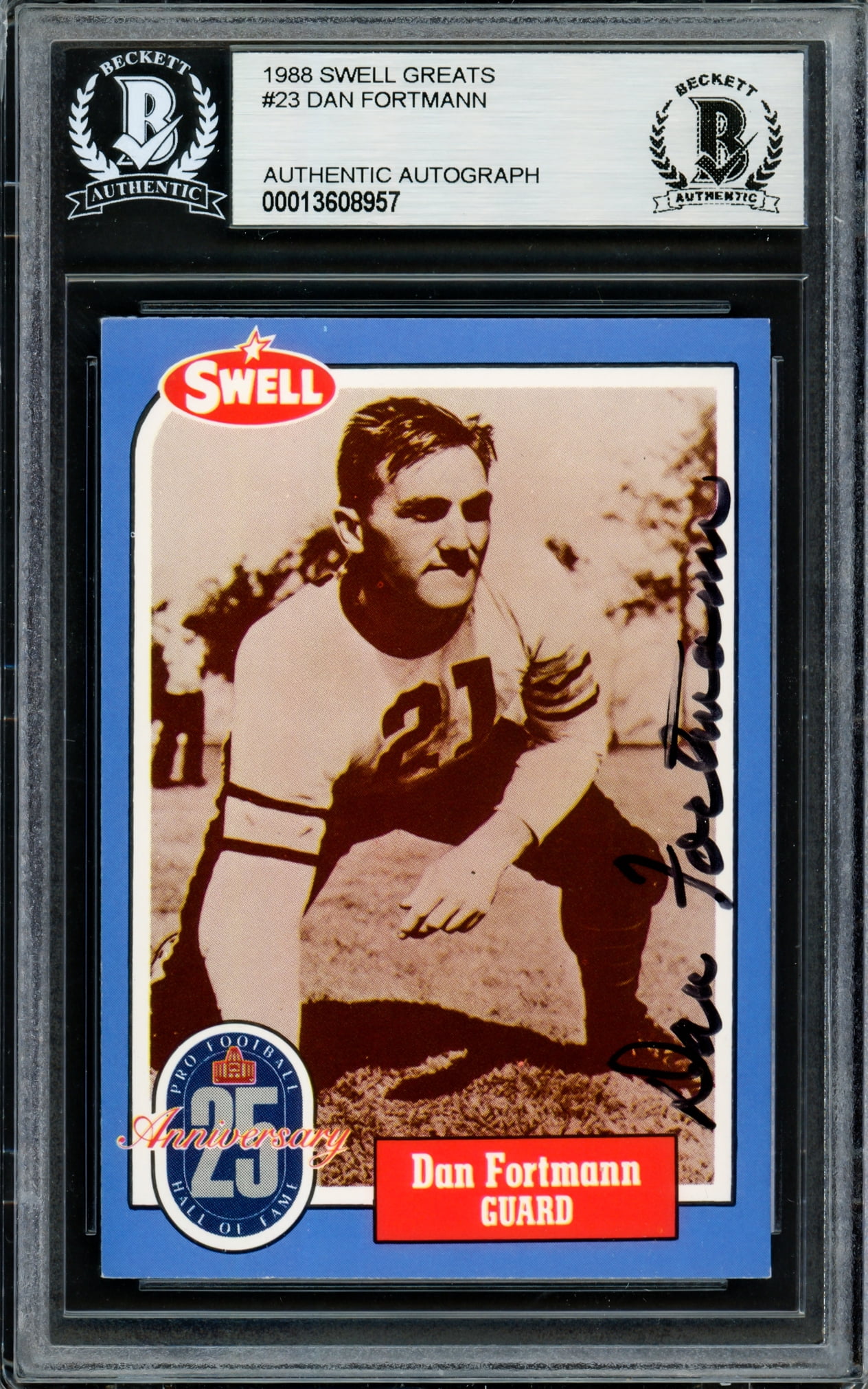 Dan Fortmann Autographed 1988 Swell Greats Card #23 Chicago Bears ...