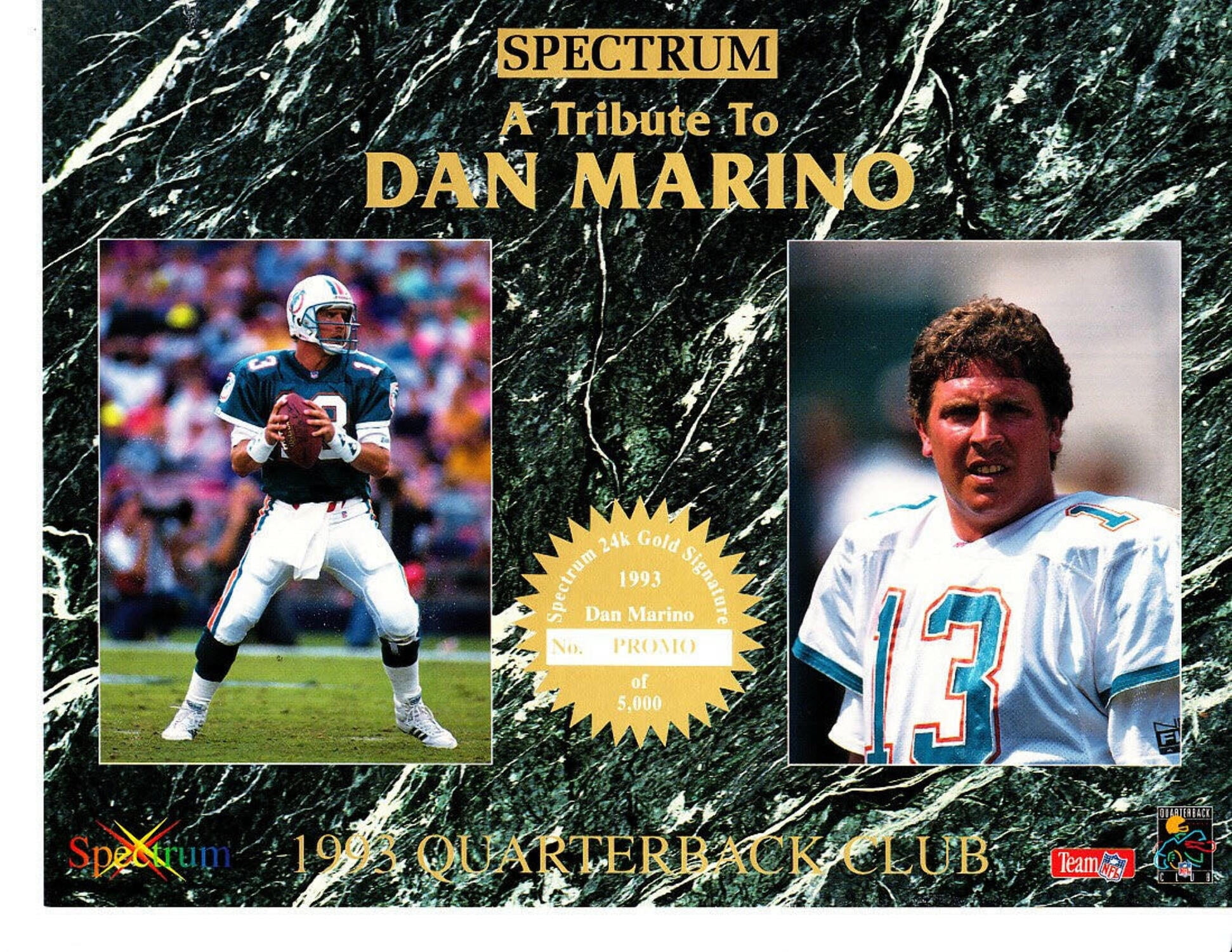 Dan Marino Miami Dolphins 1993 Quarterback Club Spectrum 8x10 photo card sheet - Walmart.com