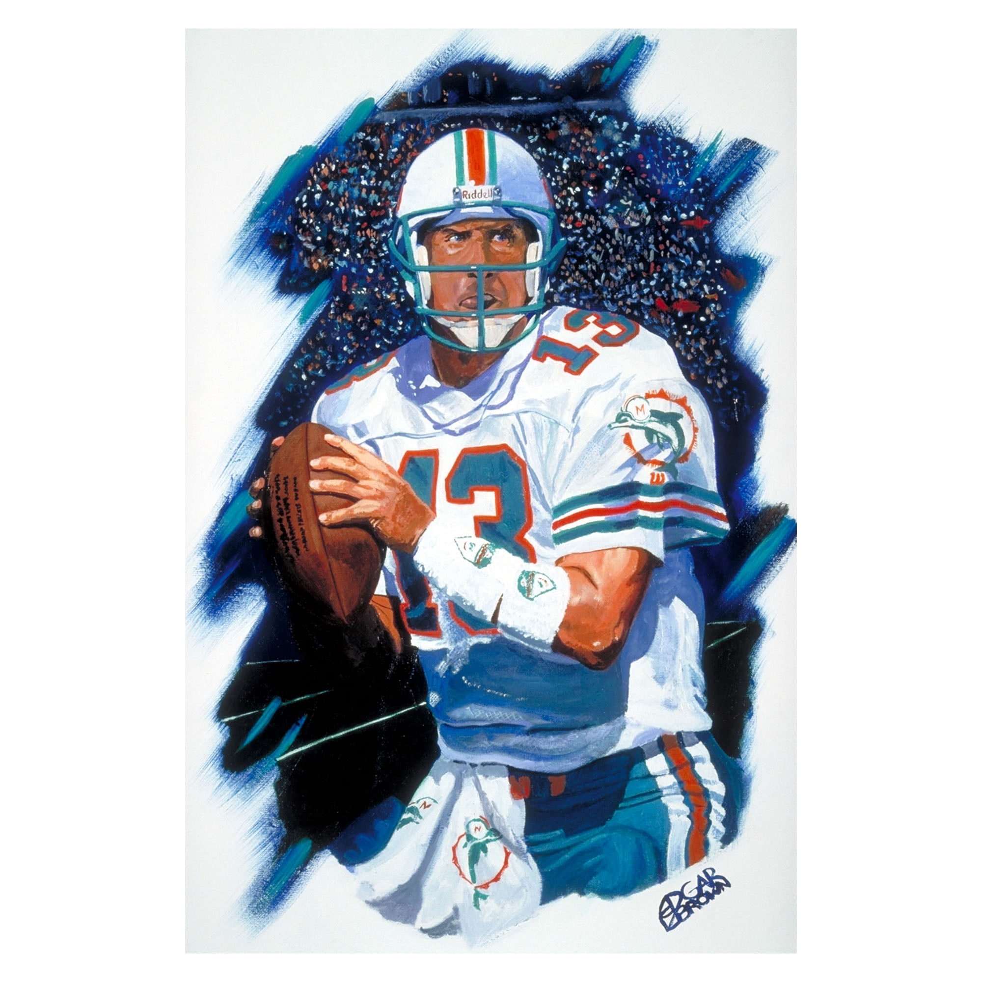 Dan Marino Miami Dolphins Deacon Jones Foundation 28" x 36" Fine Art Canvas by Artist Edgar ...