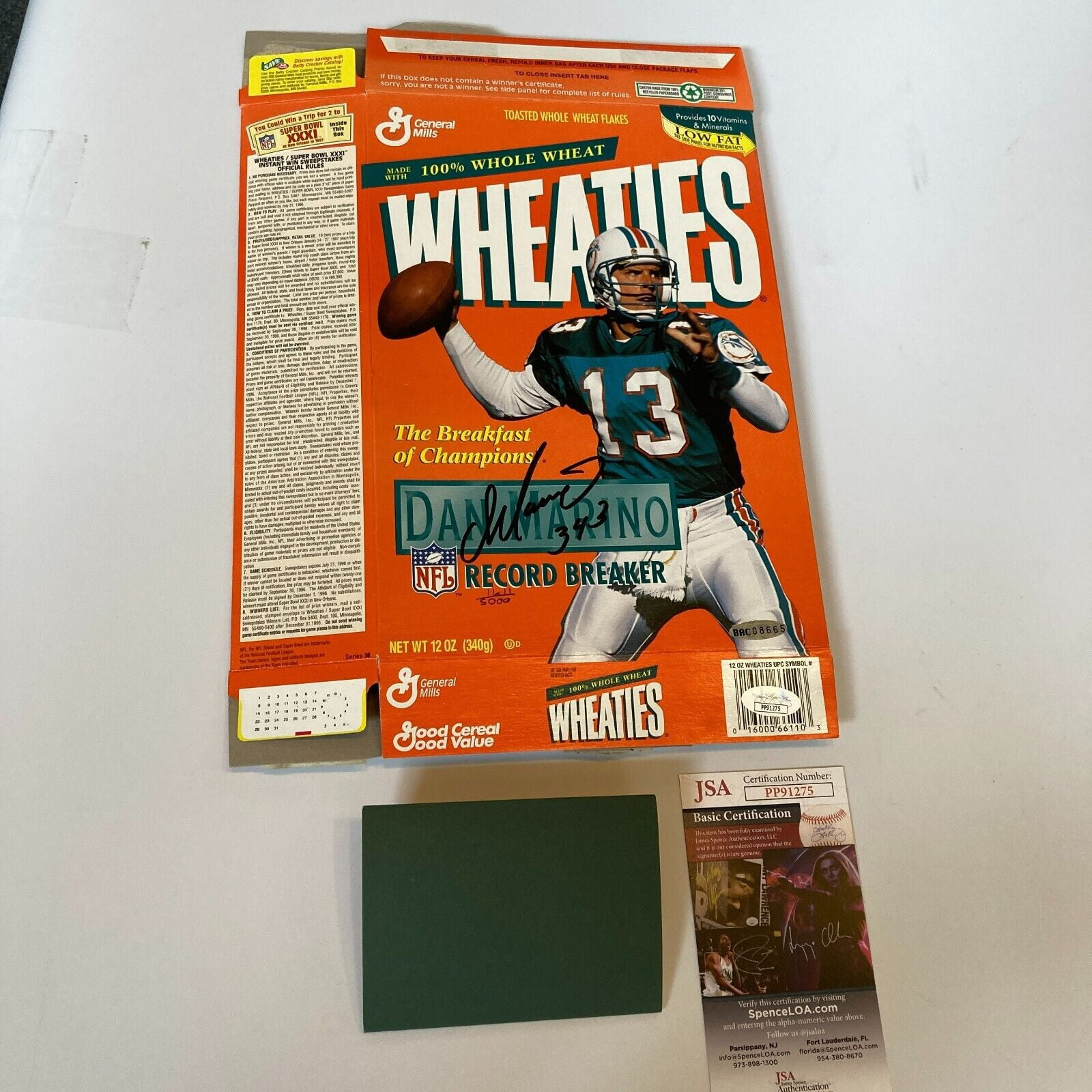 Dan Marino Signed Inscribed Wheaties Cereal Box UDA Upper Deck JSA COA ...