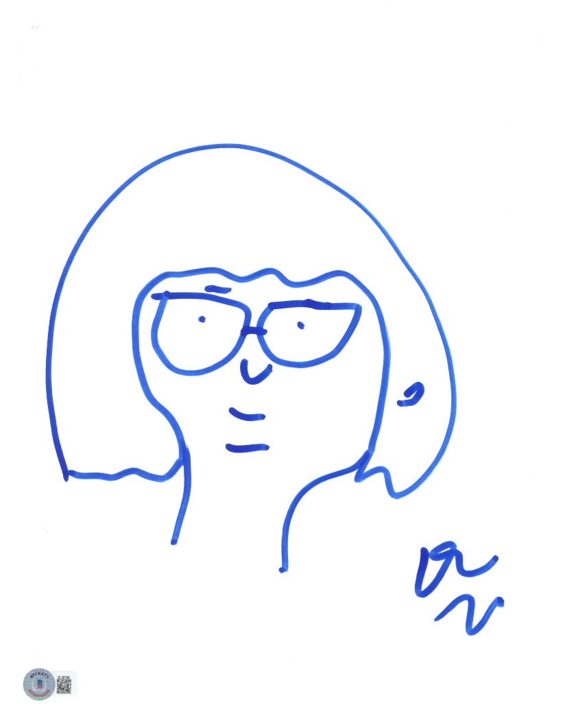 Dan Mintz Autographed 11X14 Sketch Drawing Bobs Burgers Tina Belcher ...