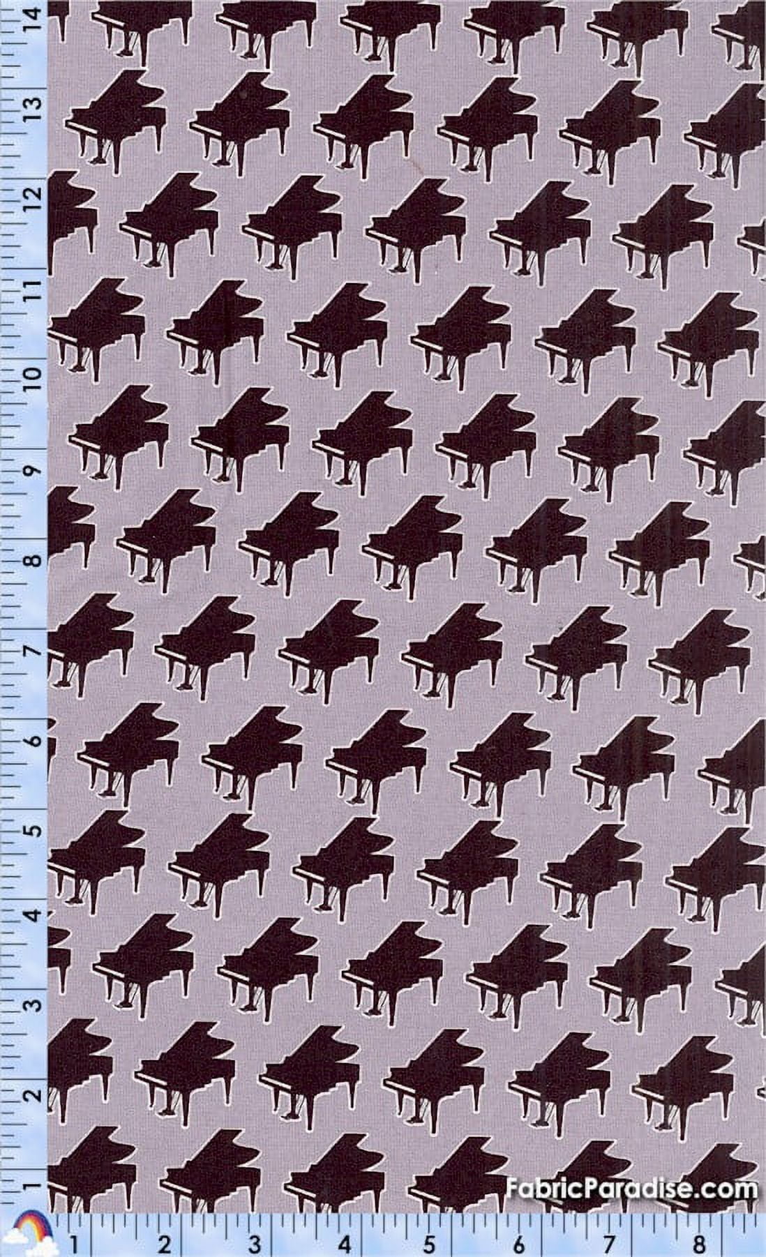 Dan Morris Perfect Pitch Black Grey Piano 100% Cotton Fabric sold by ...