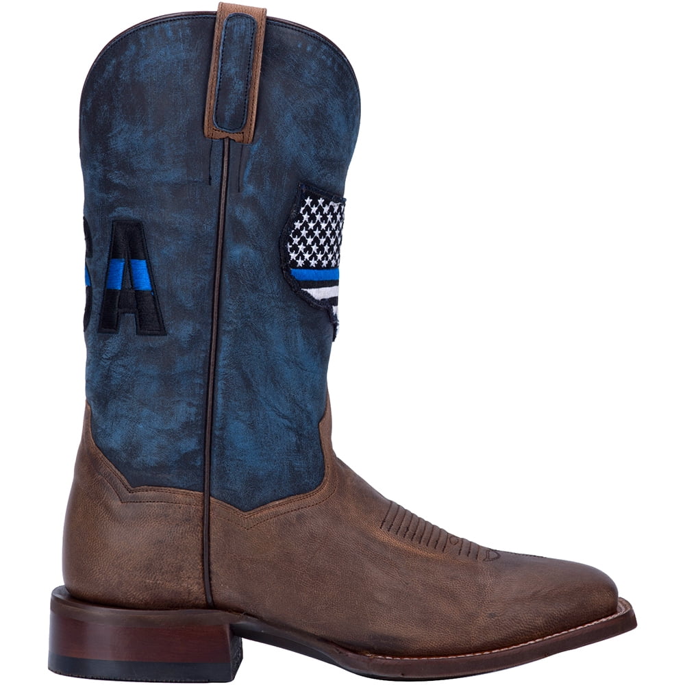 Dan Post Boots Mens Thin Blue Line Square Toe Cowboy Mid Calf Boots ...