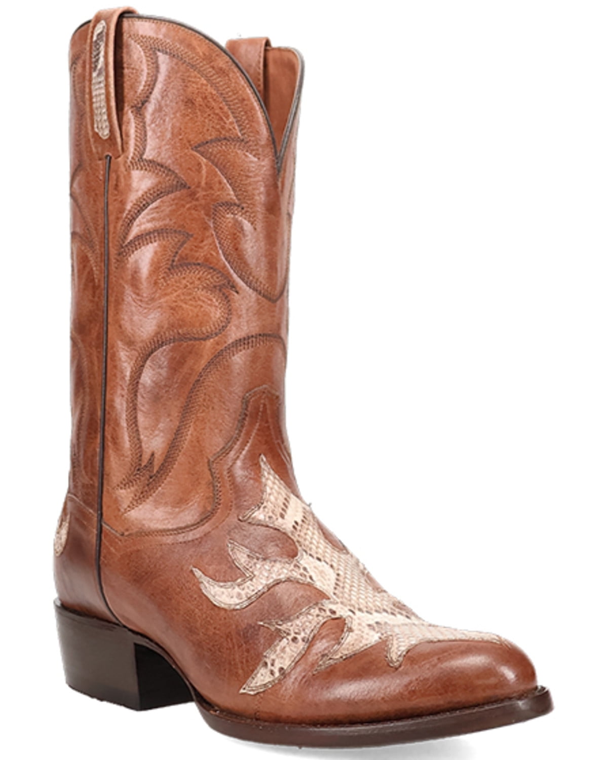 Dan Post Men's Exotic Snake Western Boot Round Toe Natural 7.5 D(M) US ...