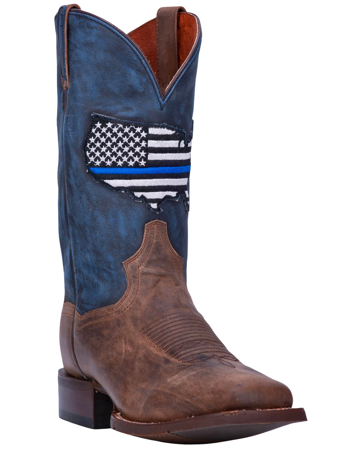 Dan Post Men's Thin Blue Line Flag Patch Western Boot Broad Square Toe ...