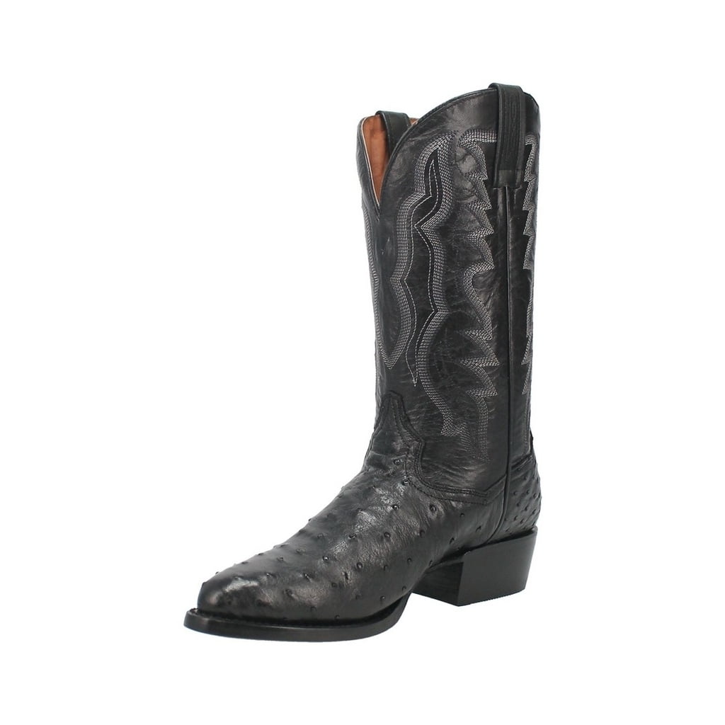 Dan Post Western Boots Mens 12" Pull On Ostrich Snip Toe Black DP2321 ...
