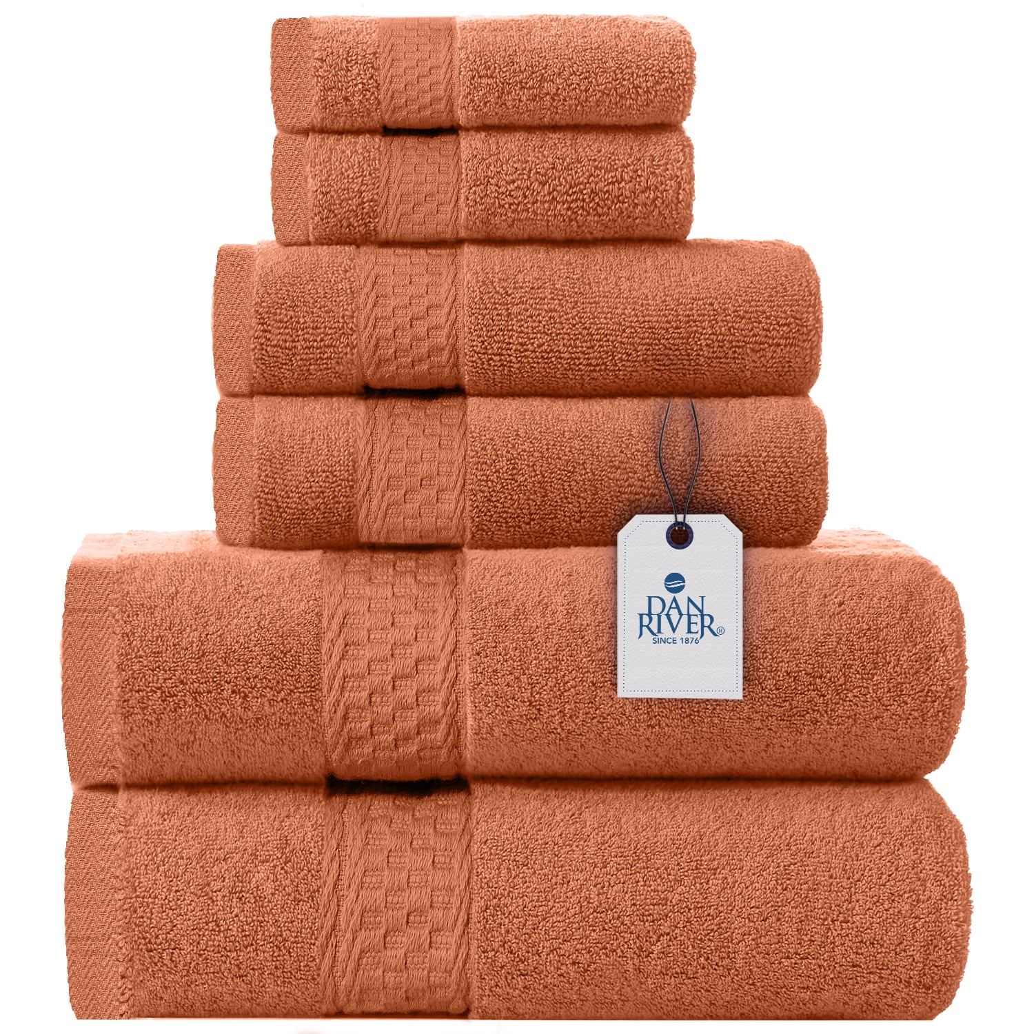 DAN RIVER 100% Cotton Luxury Bath Towel Set of 6 - Orange Rust | 2 Bath ...