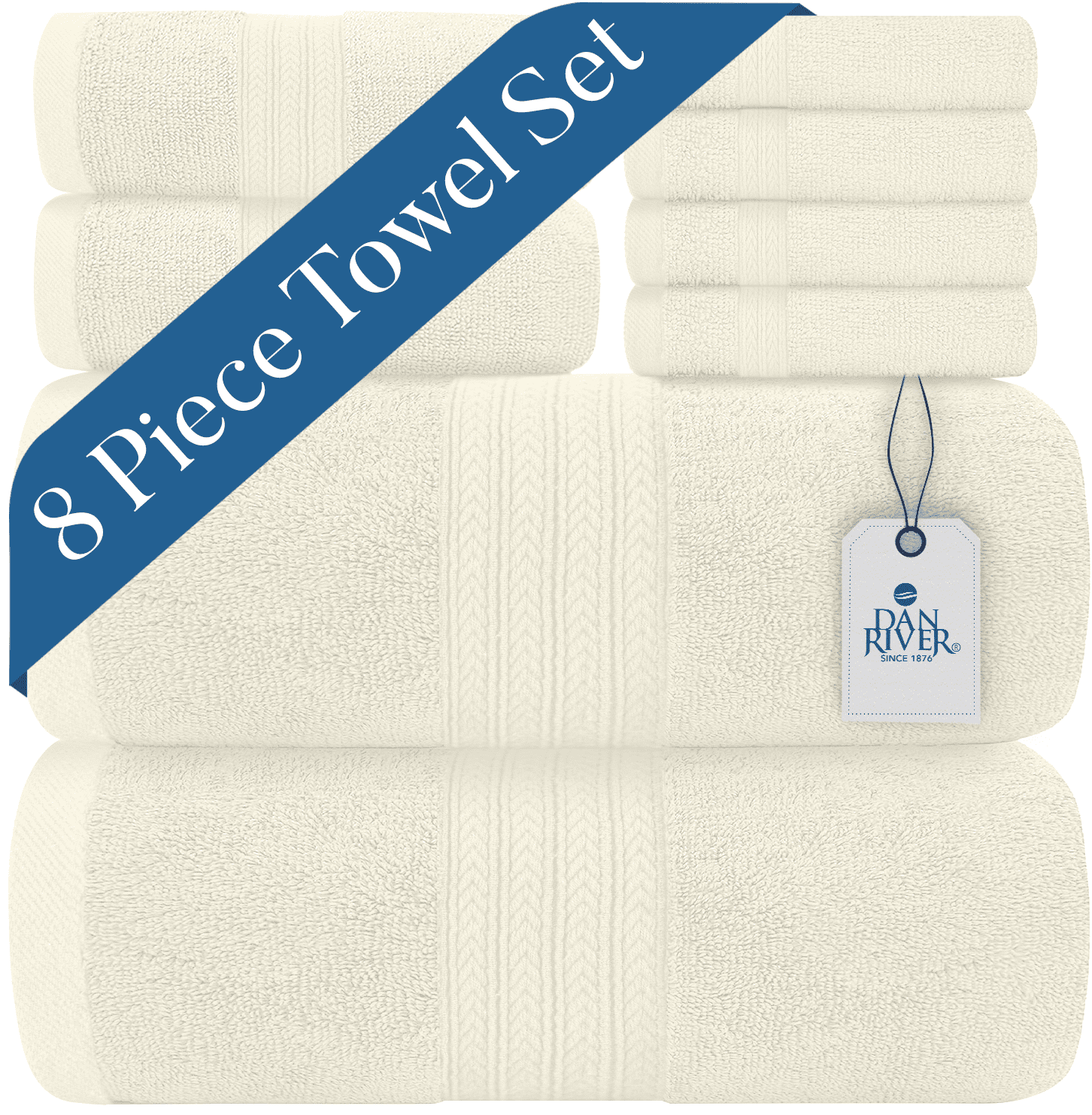 Dan River 8 Piece 100% Cotton Cannoli Cream Bath Towel Set - Walmart.com
