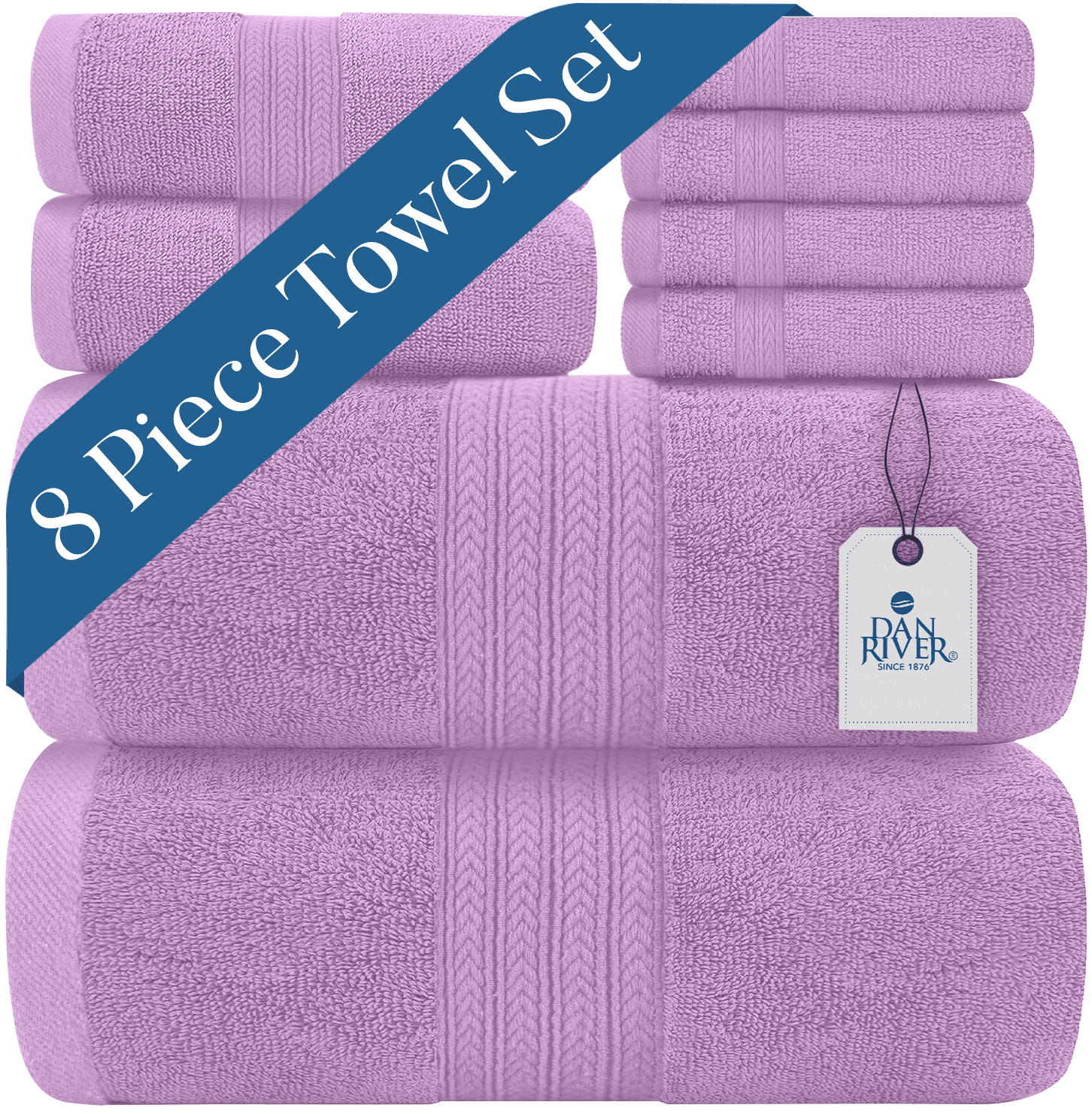 Dan River 100% Cotton 8-Piece Towel Set: 2 Bath Towels, 2 Hand Towels ...