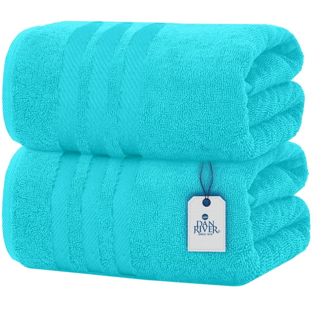 Dan River Bath Sheet Set, 100% Cotton, Quick Dry, Oversized, Aqua ...