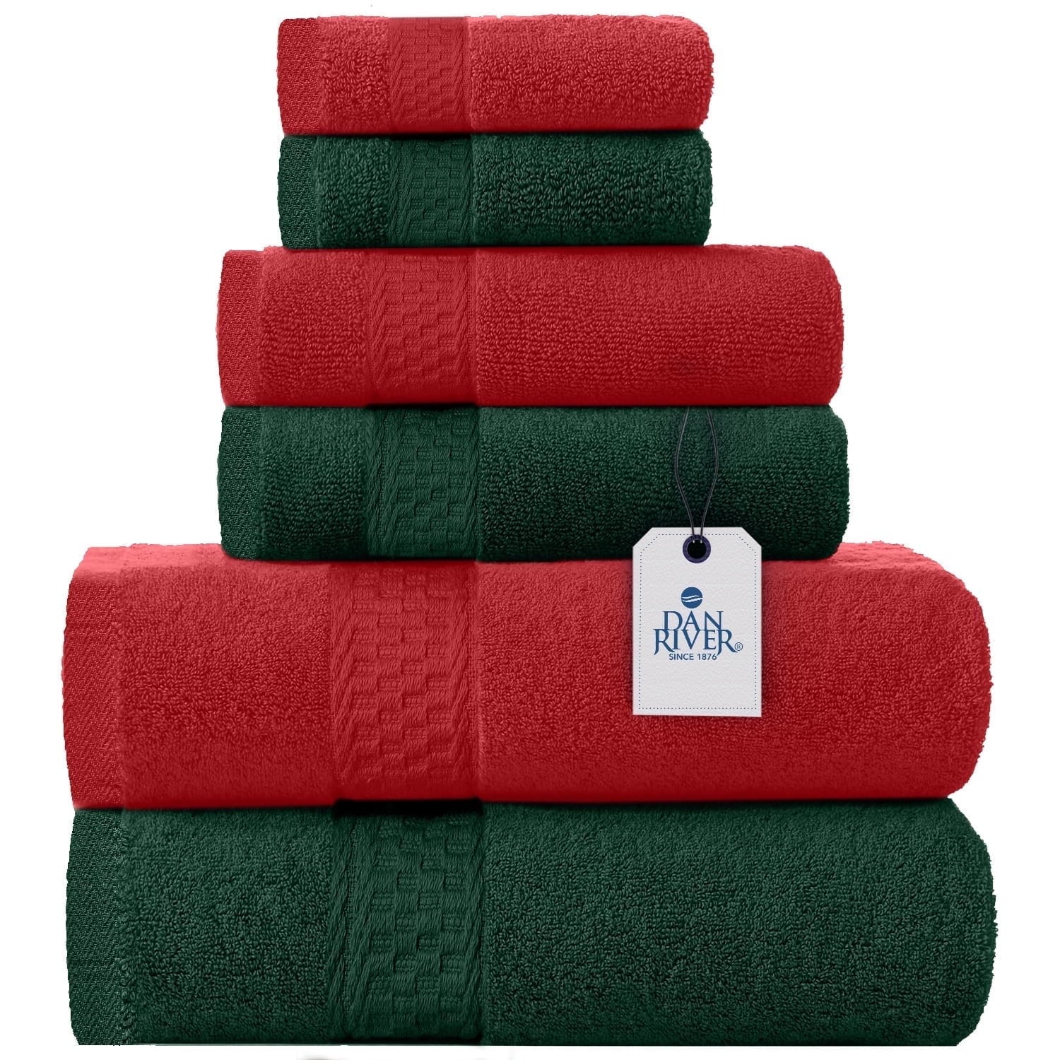 Dan River Bath Towel 6-Piece Set Soft Quick Drying Cotton Towels for ...