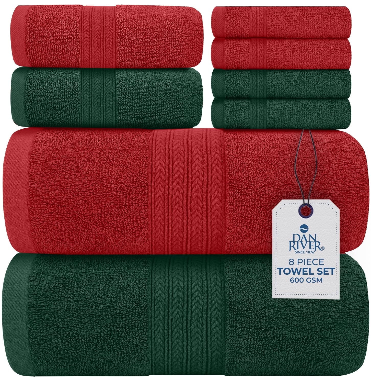 Dan River Bath Towel 8-Piece Set Soft Quick Drying Cotton Towels for ...