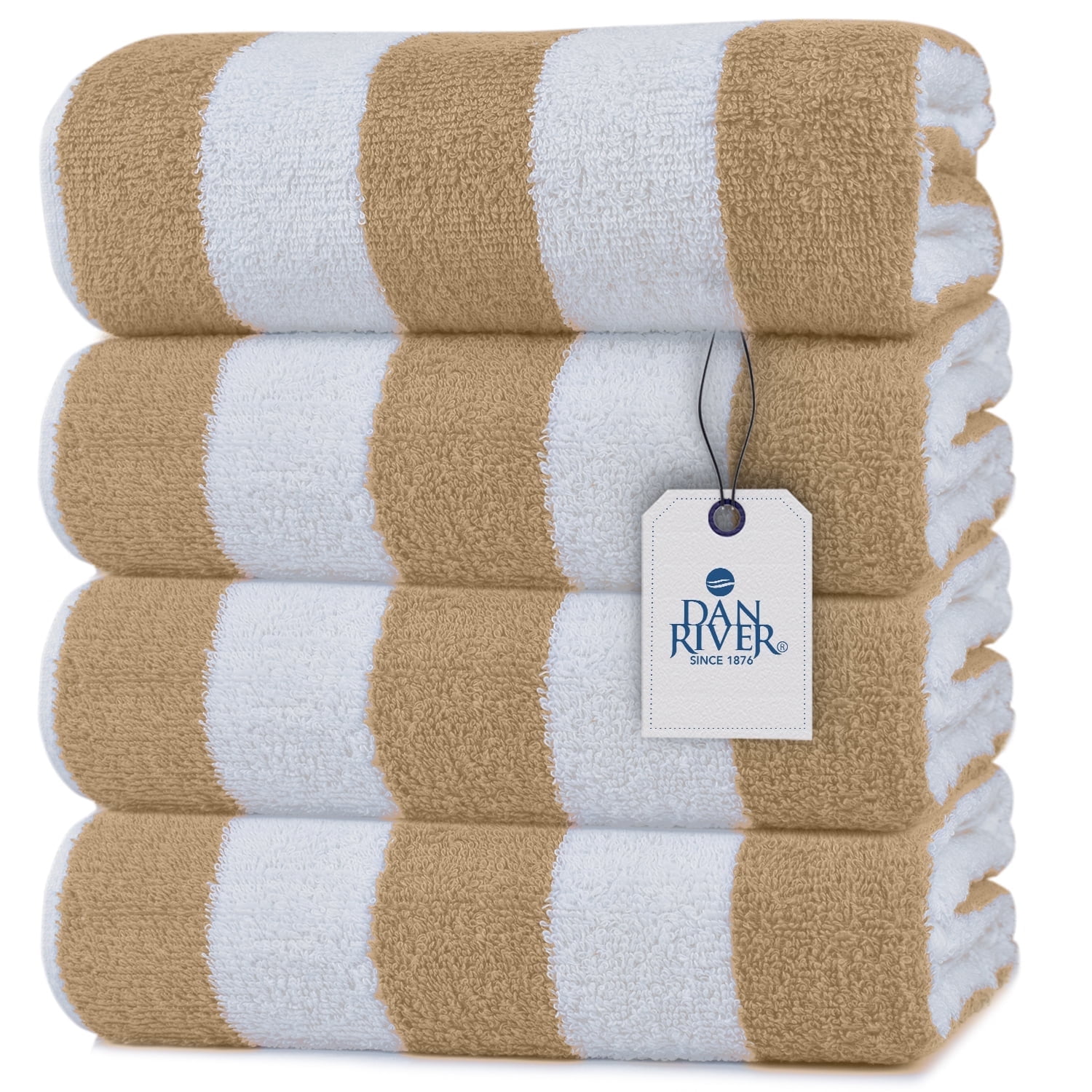 DAN RIVER 100% Cotton Cabana Stripe Oversized Beach Towels Pack of 4 ...