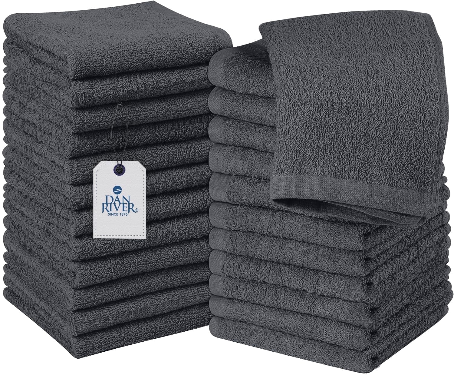 Dan River 100% Cotton High-Quality Washcloths Pack of 24 Soft ...