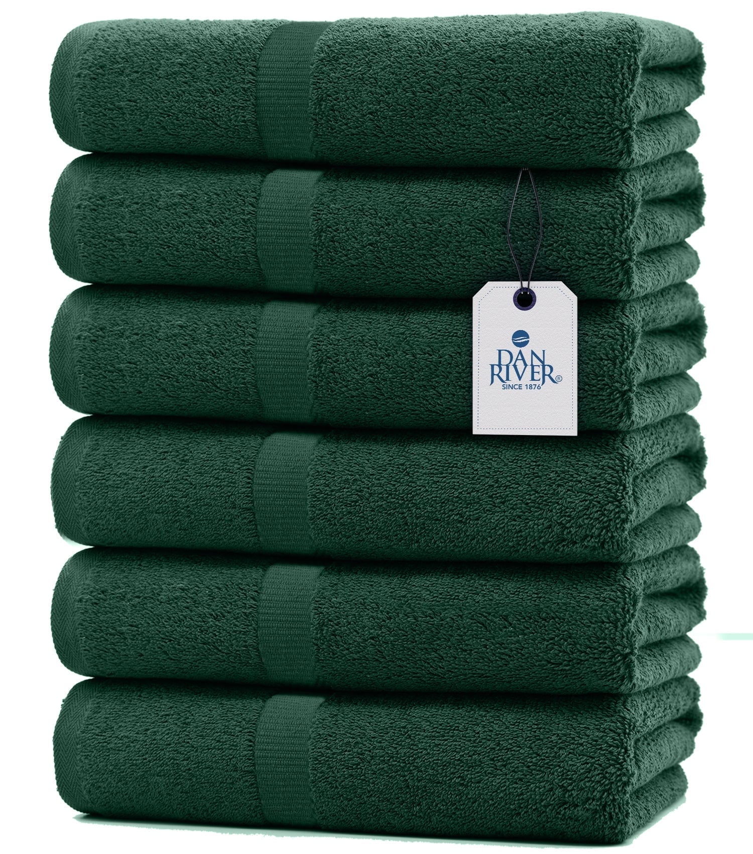 Dan River 100% Cotton Terry Bath Towel Pack of 6 Highly Absorbent, Quick Drying 450 GSM Towels ...