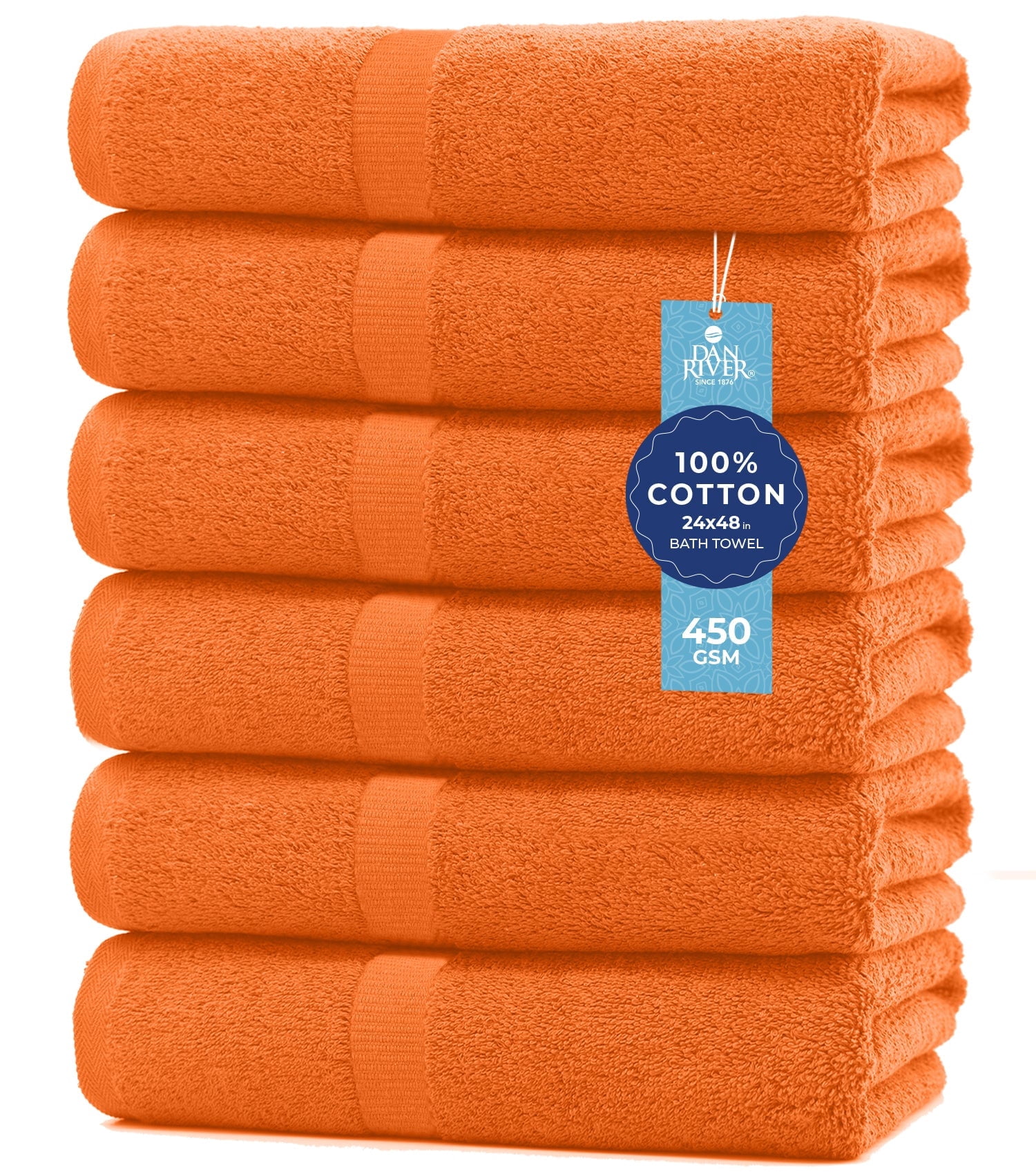 Dan River Bath Towel 6 pack 24x48 in Ultra Soft Quick Drying Cotton ...