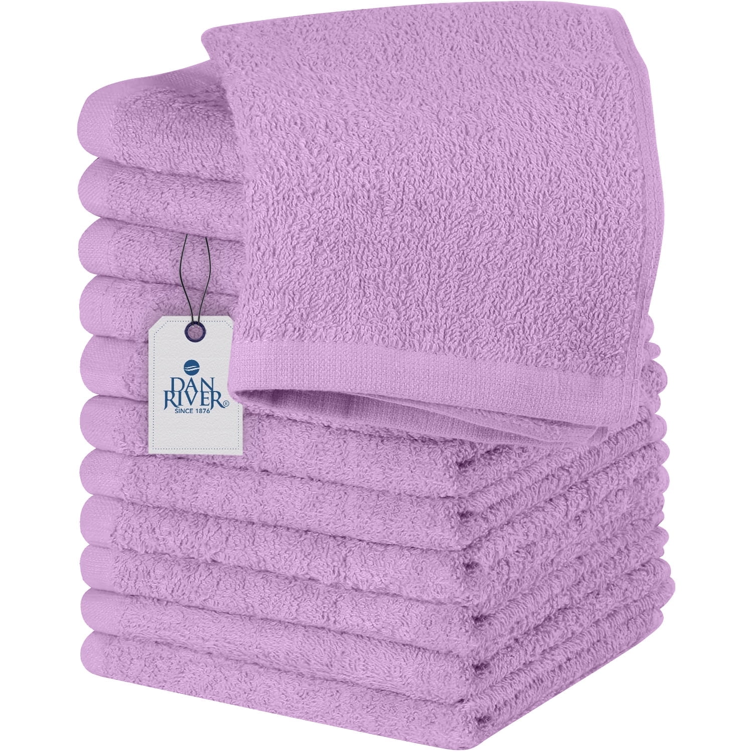 DAN RIVER 100% Cotton Washcloth Pack of 12 (Light Purple - 12x12 In ...