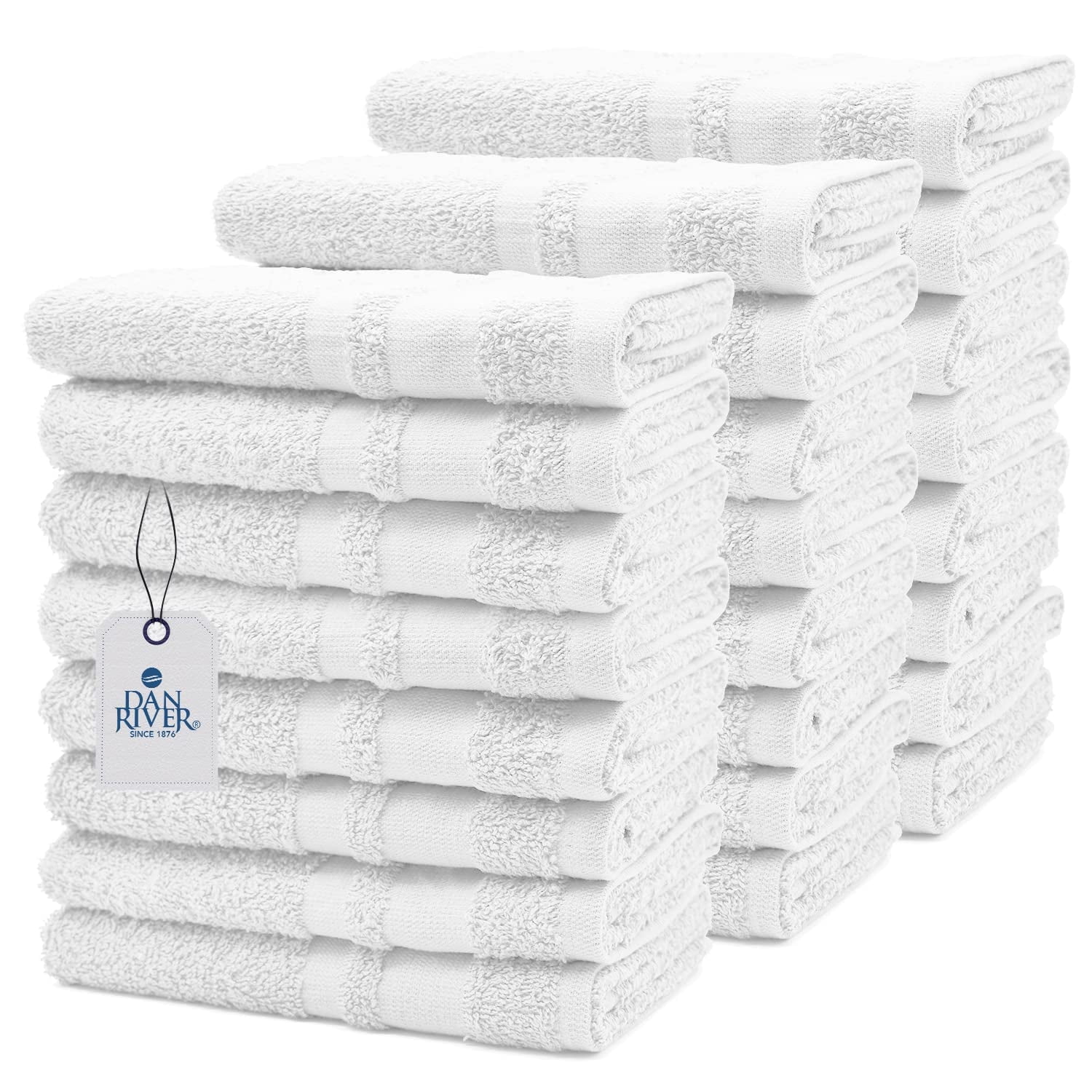 Free Shipping! Dan River 100% Cotton Salon Hand Towels Pack of 24 White ...