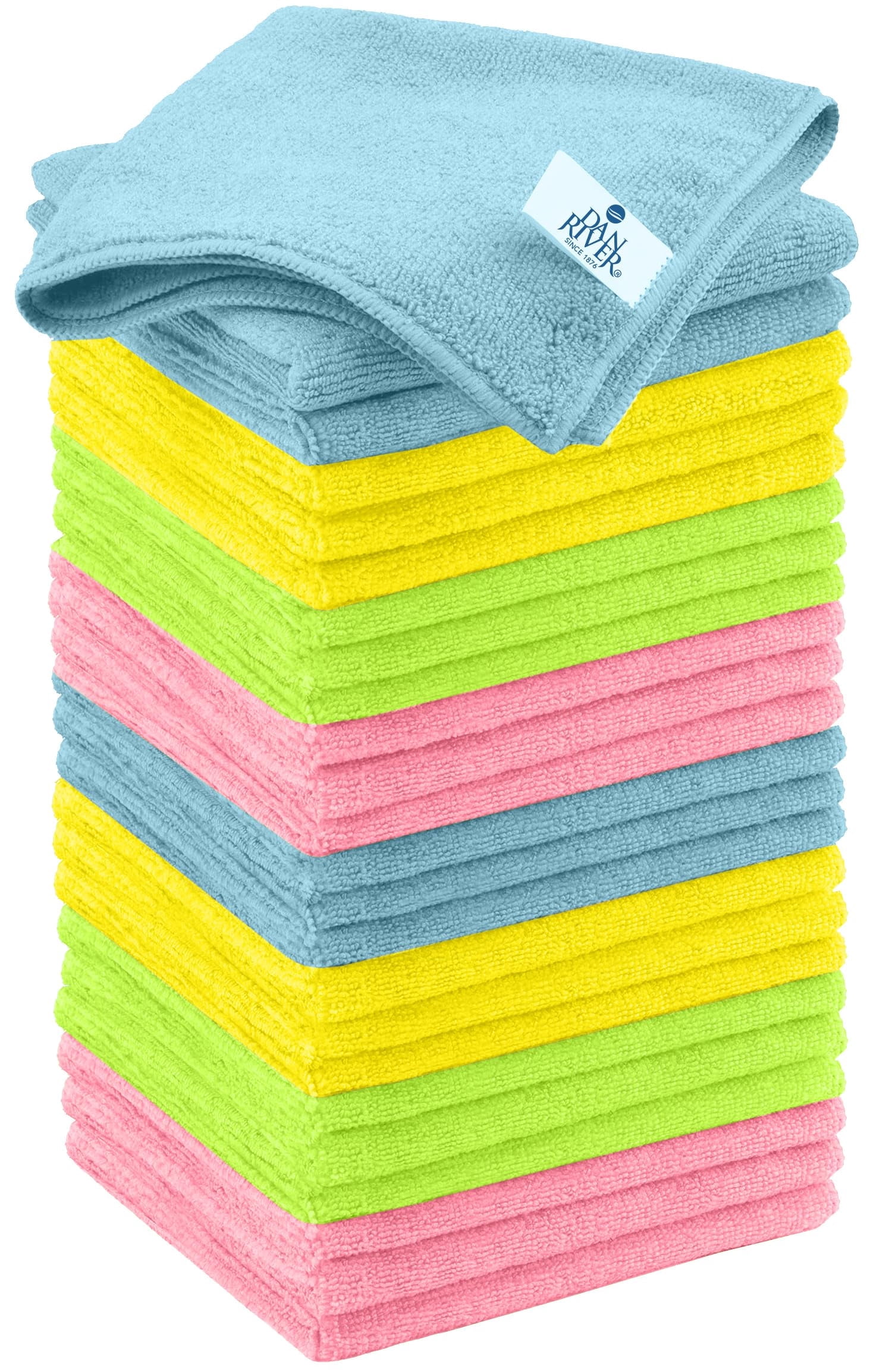 Dan River Microfiber Washcloth Pack of 24, 12x12 Inch Reusable Cleaning ...