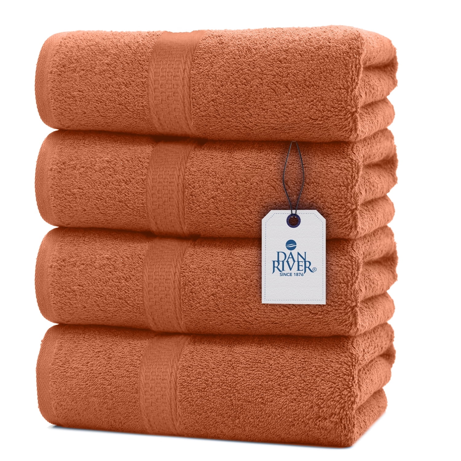 DAN RIVER 100% Cotton Bath Towels Pack of 4 (Orange Rust - 27x54 In ...