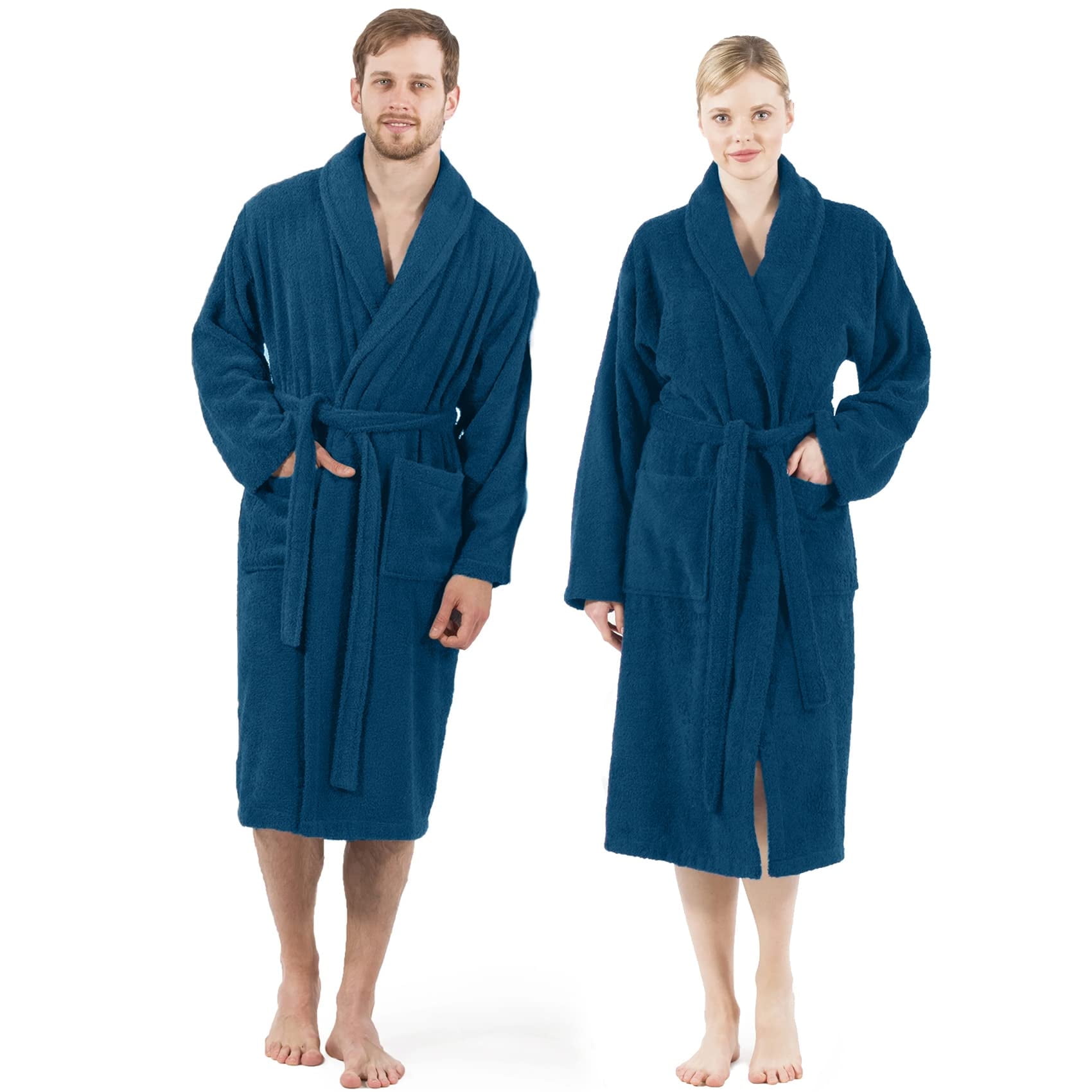 DAN RIVER Unisex Terry Cloth Robes, 100% Cotton Bathrobe for Home Spa ...