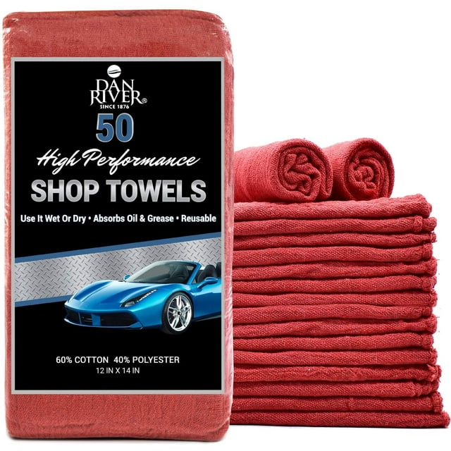 Dan River Premium Multipurpose Mechanic Shop Towels, Lint-Free, 50 Pack ...