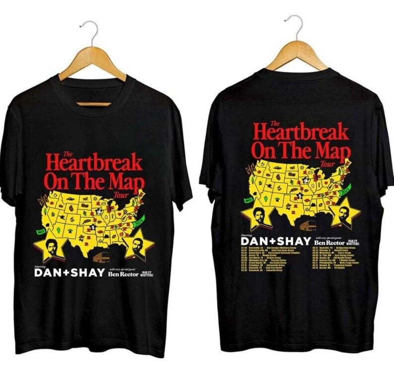 Dan + Shay 2024 Heartbreak on the Map Tour T-Shirt, Dan + Shay Concert ...