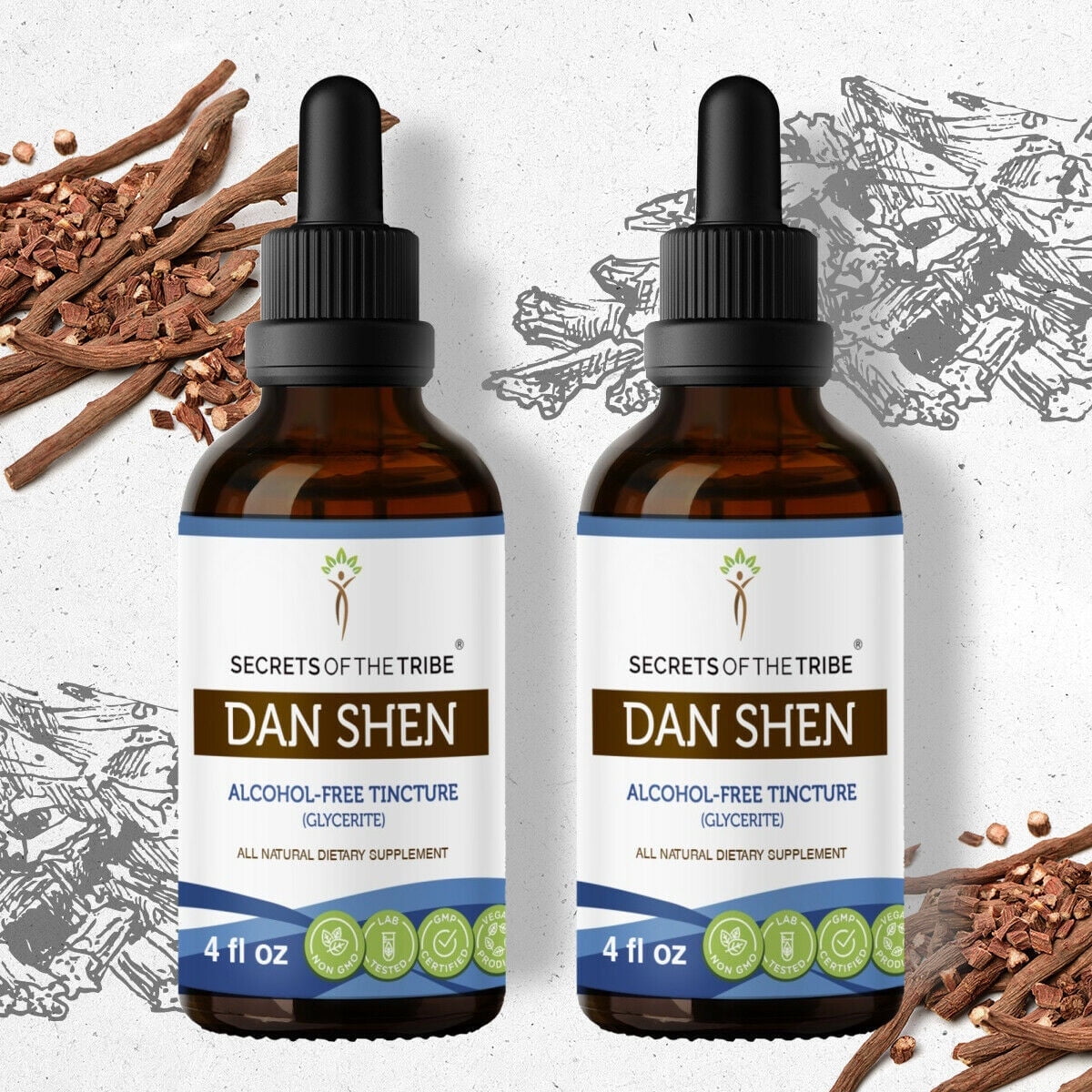 Secrets of the Tribe Dan Shen Tincture Dietary Supplement, Natural ...