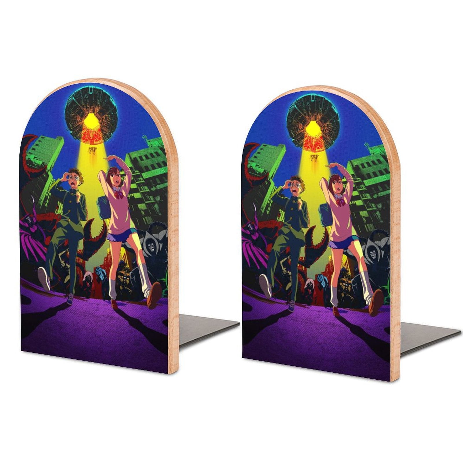 DanDaDan Poster Bookends Wood Book Divider Decor Shelves Non-Skid Book ...