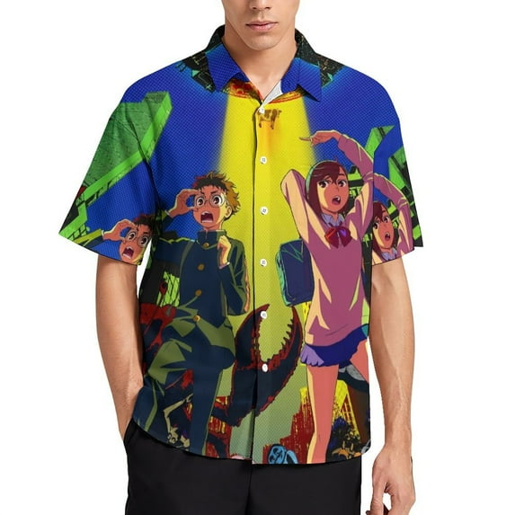 DanDaDan Poster Men's Button-Down Shirts Daily Casual Beach Hawaiian ...