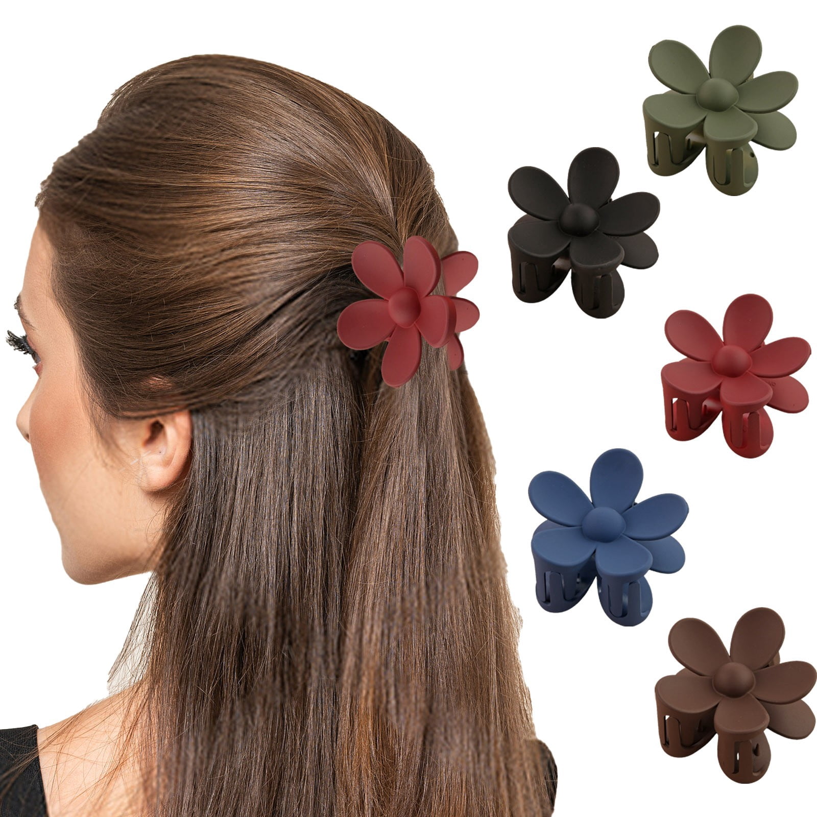 DanGing 5 Pcs Mini Flower Hair Clips, 2.75" Colorful Mini Hair Claw ...