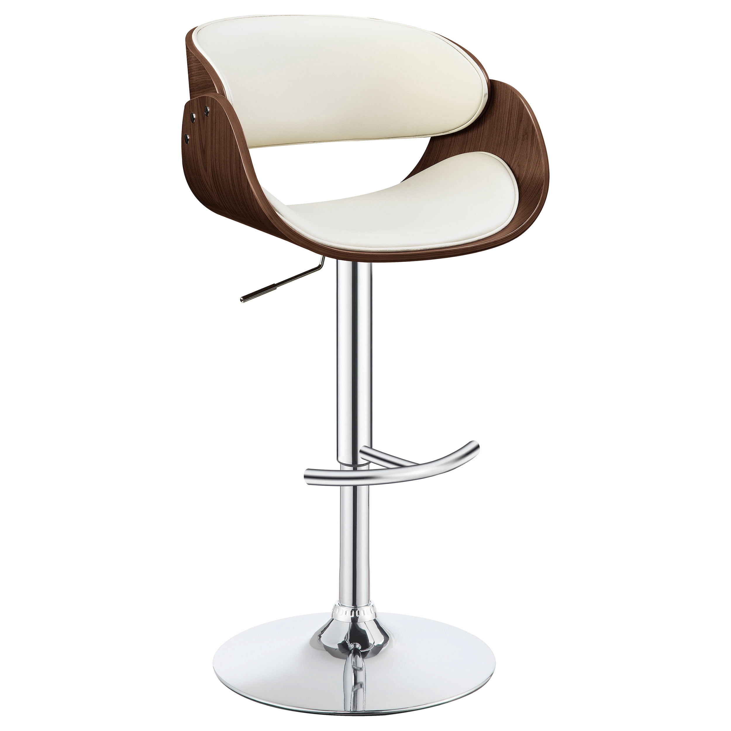 Dana Adjustable Bar Stool Ecru and Chrome - Walmart.com