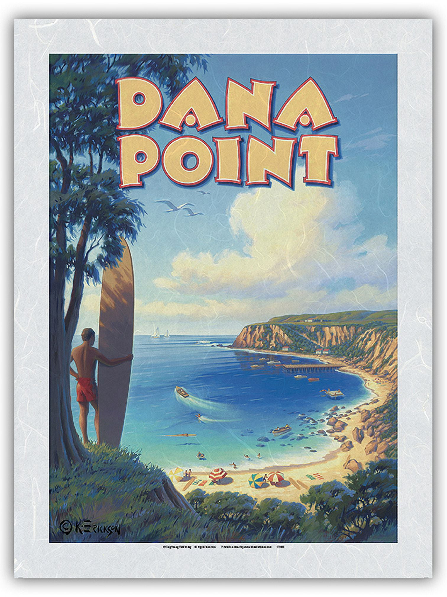 Dana Point California - Surfing Spot - Vintage Travel Poster by Kerne ...