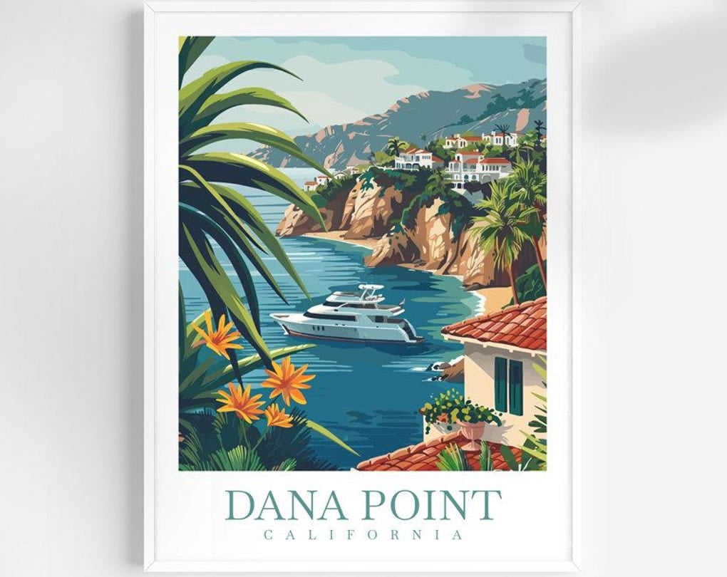 Dana Point Travel Print California Poster Wall Art Dana Point Wall ...