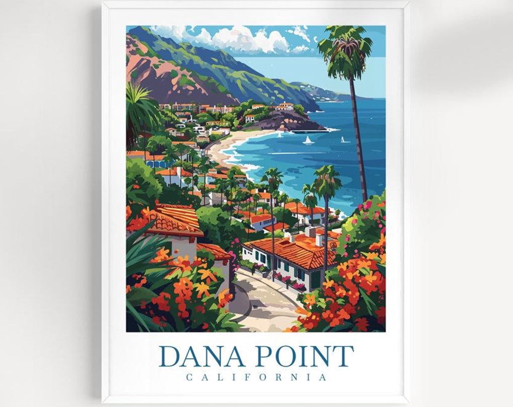 Dana Point Travel Print California Poster Wall Art Dana Point Wall ...