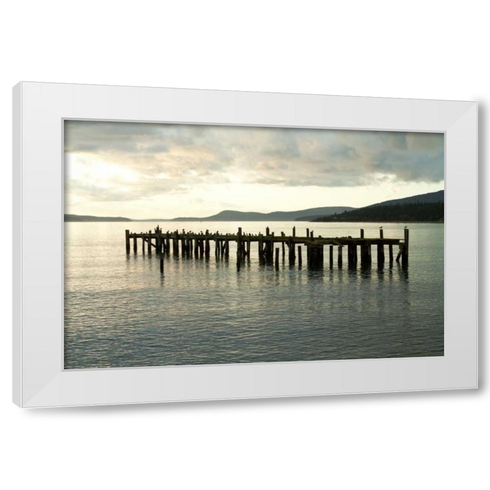 Dana Styber 32x23 White Modern Wood Framed Wall Art Titled - Lonely Dock - Walmart.com