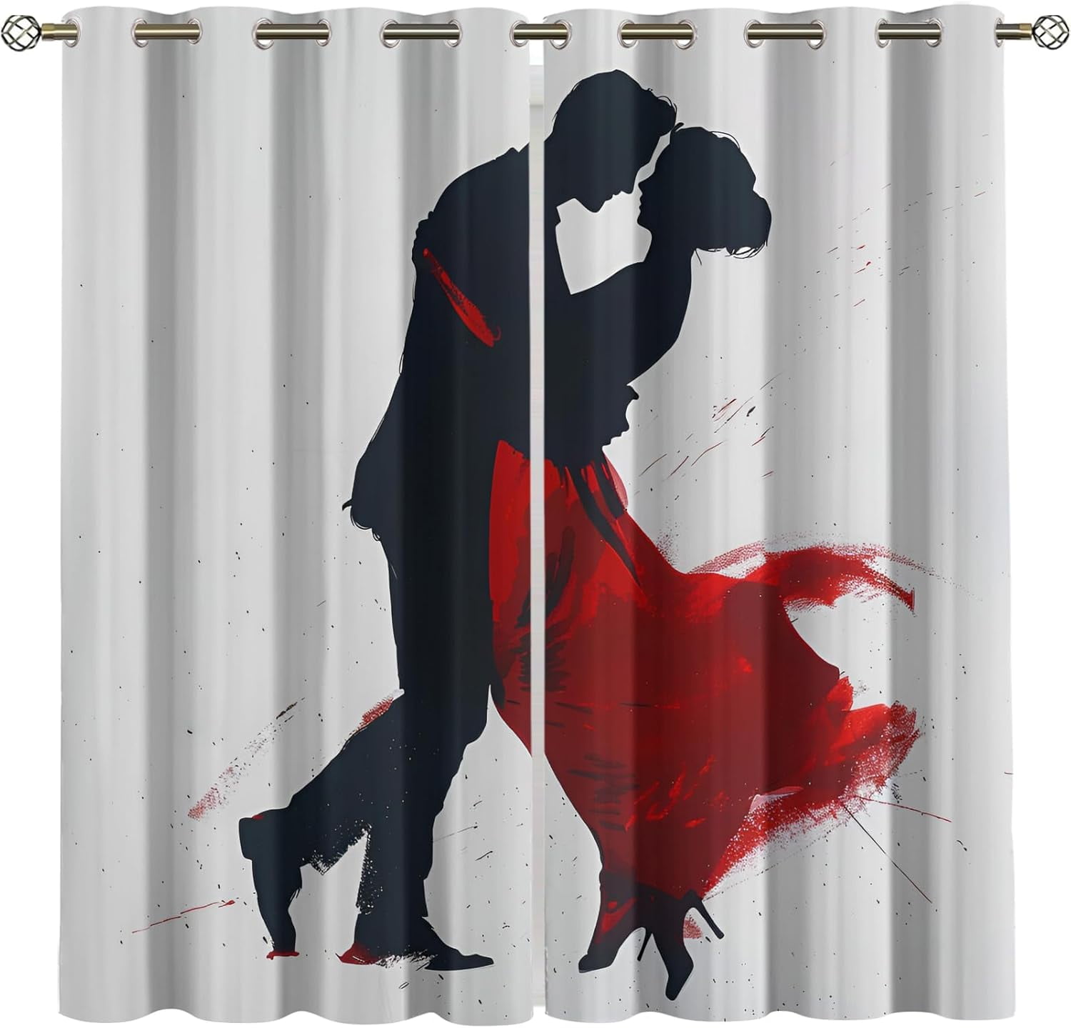 Dance 3D Print Window Curtains, Couple Dance Eyelet Window Curtain ...