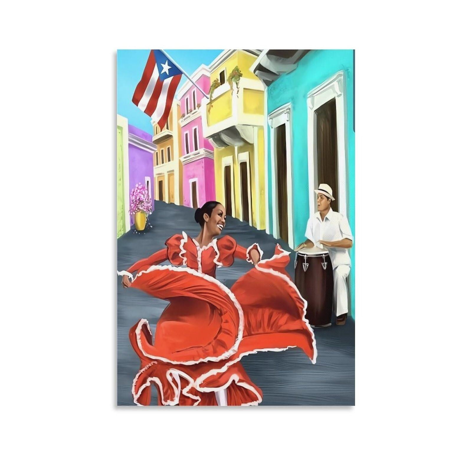 Dance Art Poster Puerto Rican Dance Afro Latin Dance American Wall Art ...