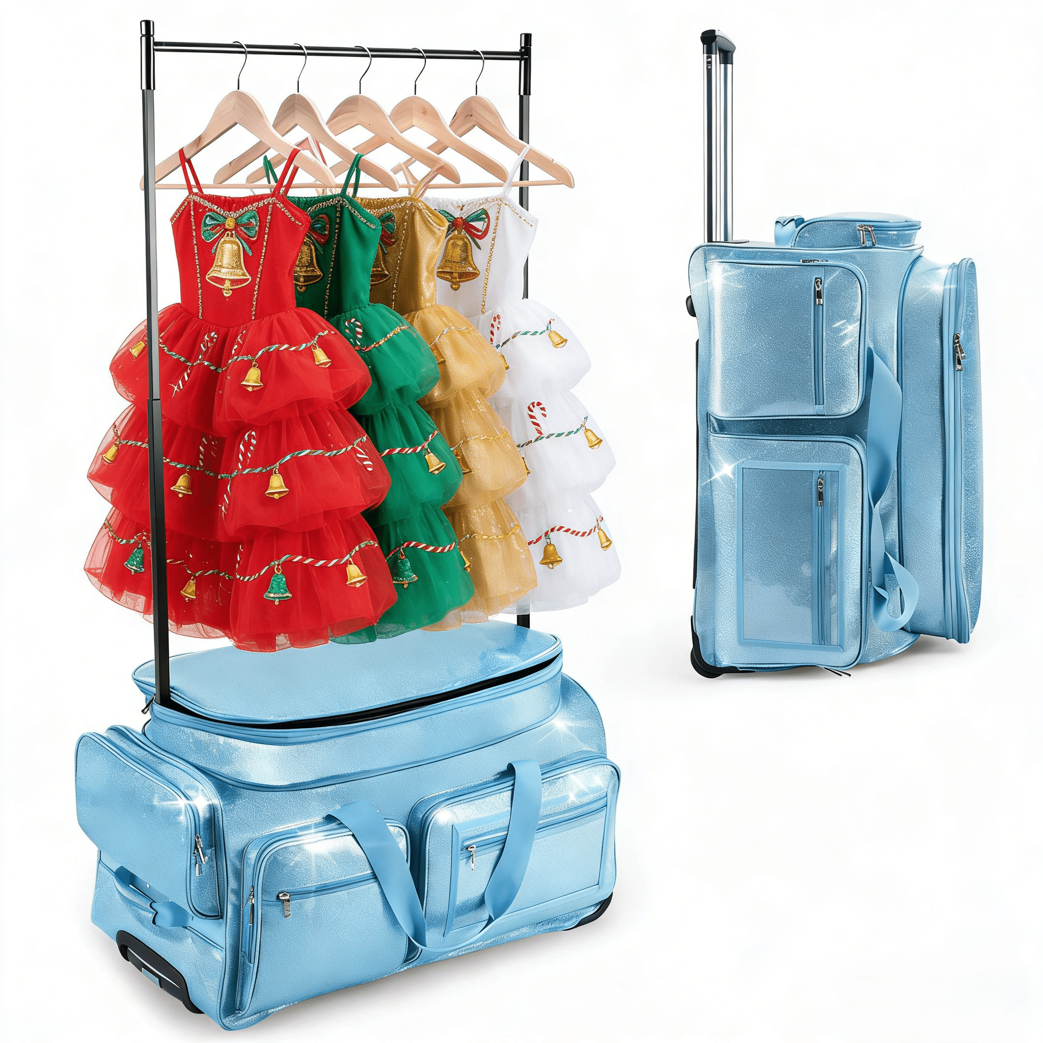 Dance Bag with Garment Rack, Glitter Blue 28" Dance Competition Must ...