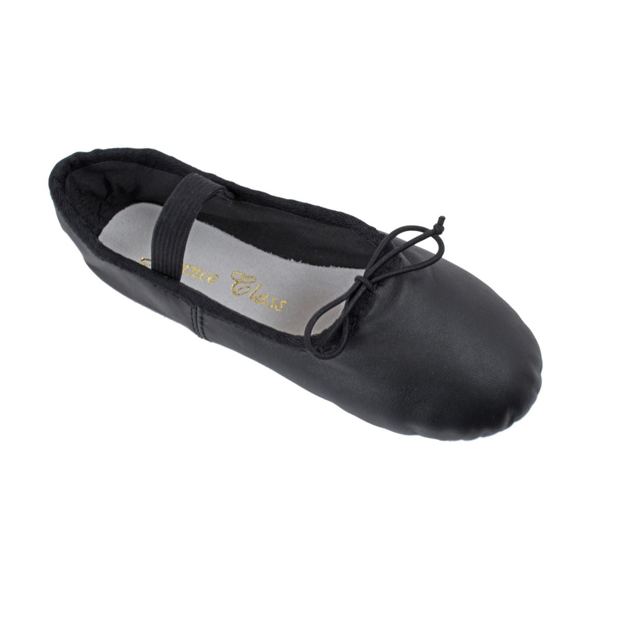 Dance Class Children's Olivia Black Leather One-piece Ballet Slipper ...