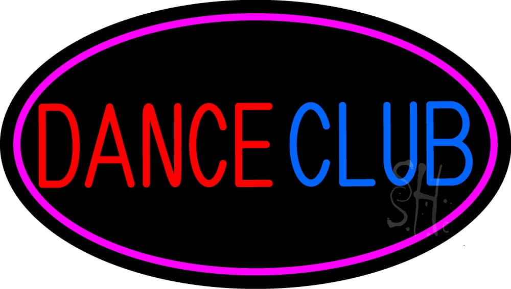 Dance Club LED Neon Sign 20" Tall x 37" Wide - inches Black Square Cut ...