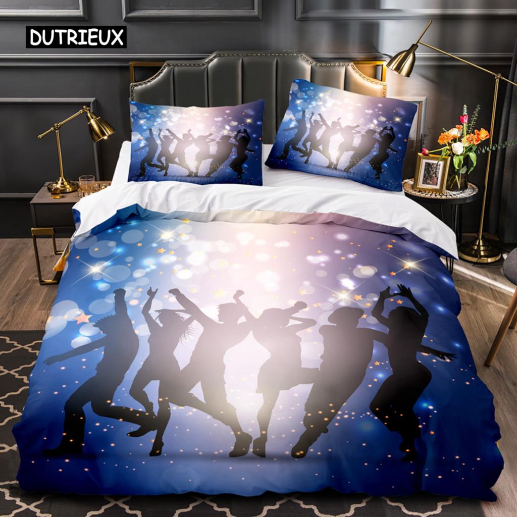 Dance Duvet Cover Microfiber Crowd Carnival Dancing Twin Bedding Set ...