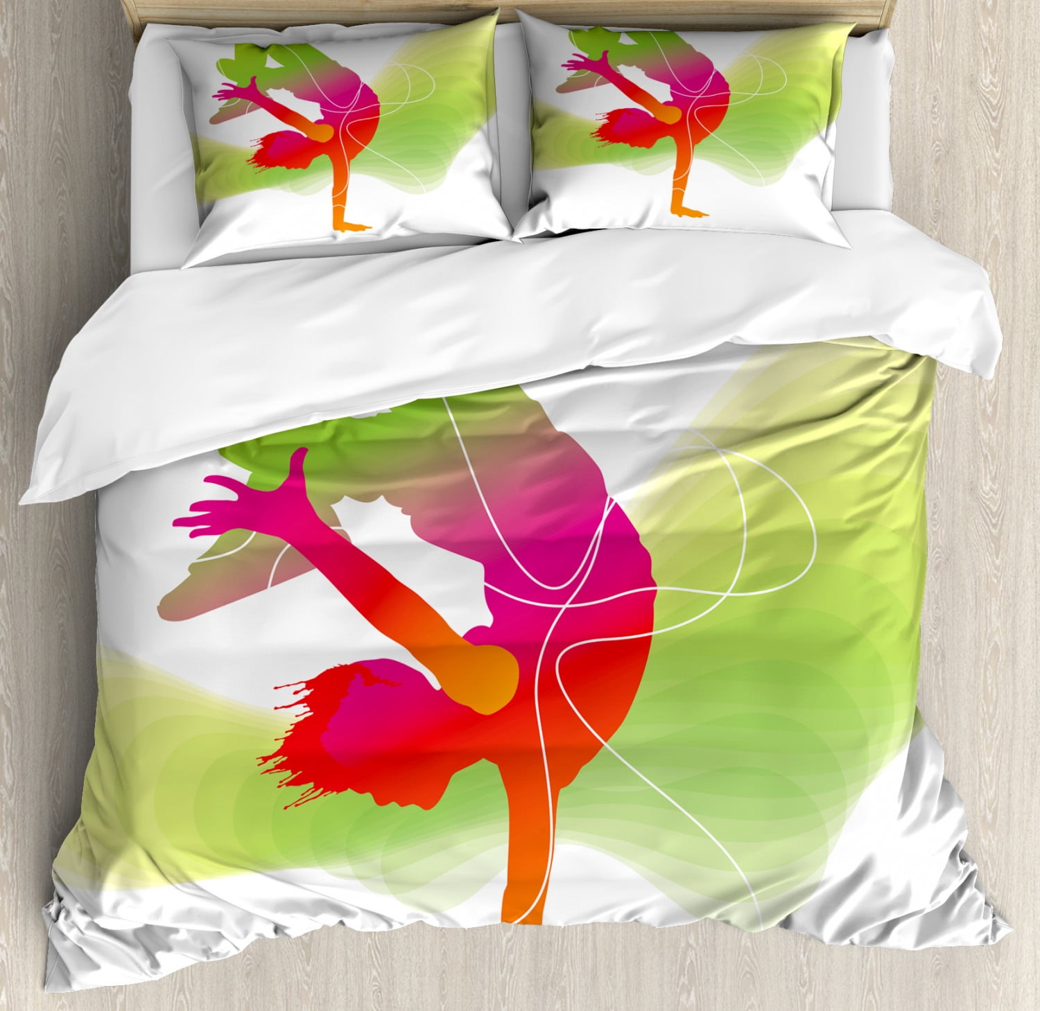 Dance Duvet Cover Set Queen Size, Vivid Colorful Dynamic Sporty Theme ...