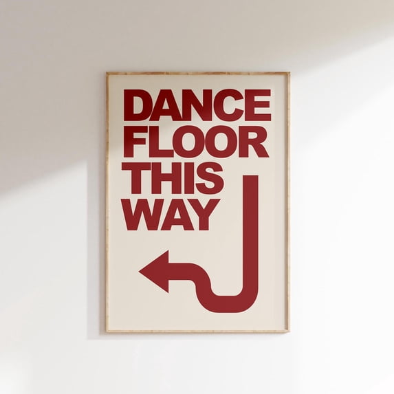 Dance Floor This Way Print Retro Disco Music Poster Wall Art Decor ...