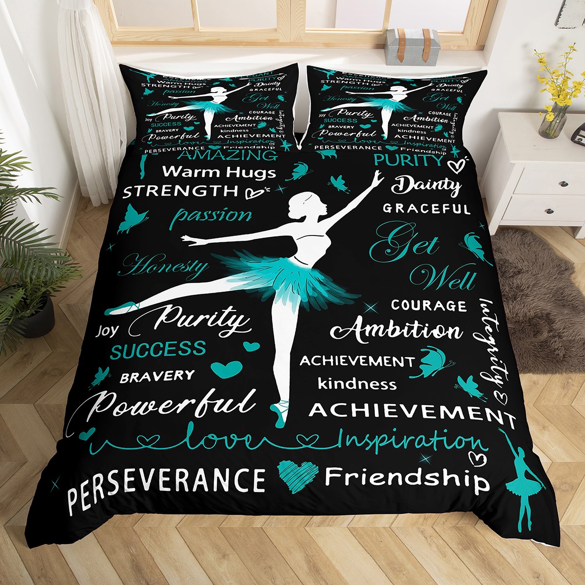 Dance Duvet Cover King,Gymnastics Ballet Lovers Bedding Set,Ballerinas ...