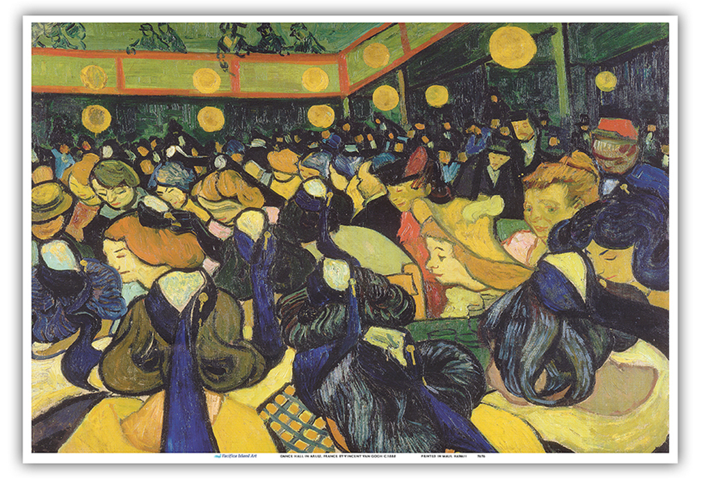 Dance Hall in Arles France (Tanzsaal in Arles) - From an Original Color Painting by Vincent van ...
