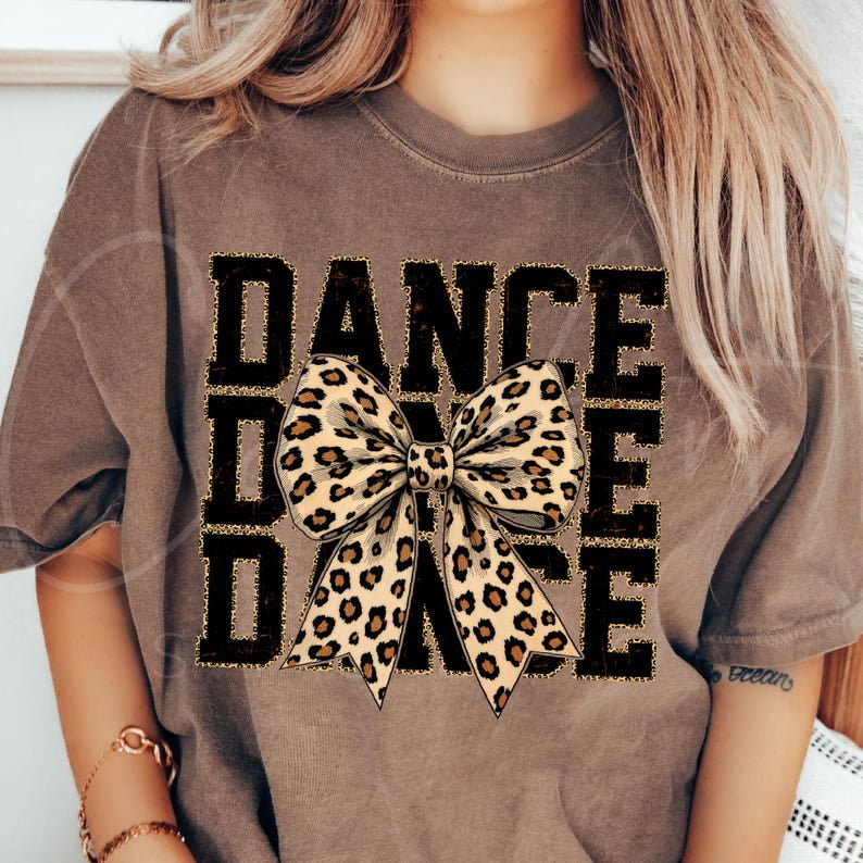 Dance Leopard Print T-Shirt, Cheetah Print Dance Mom Design, Distressed ...