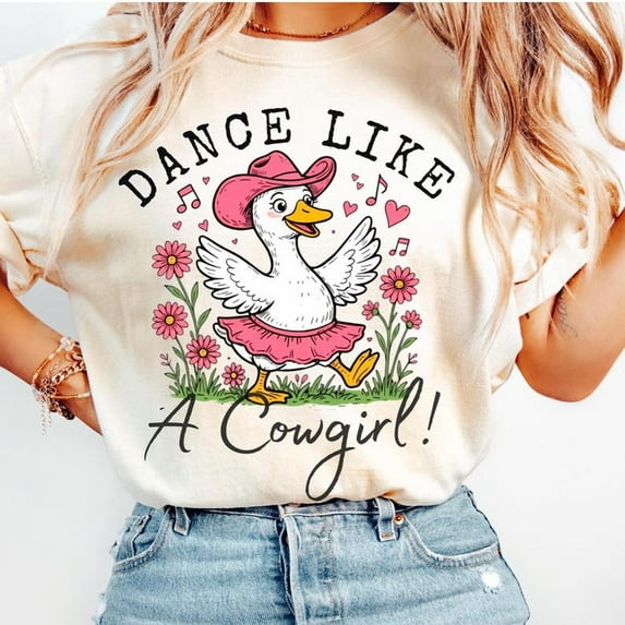 Dance Like a Cowgirl Goose PNG – Silly Goose Rodeo Shirt Design ...