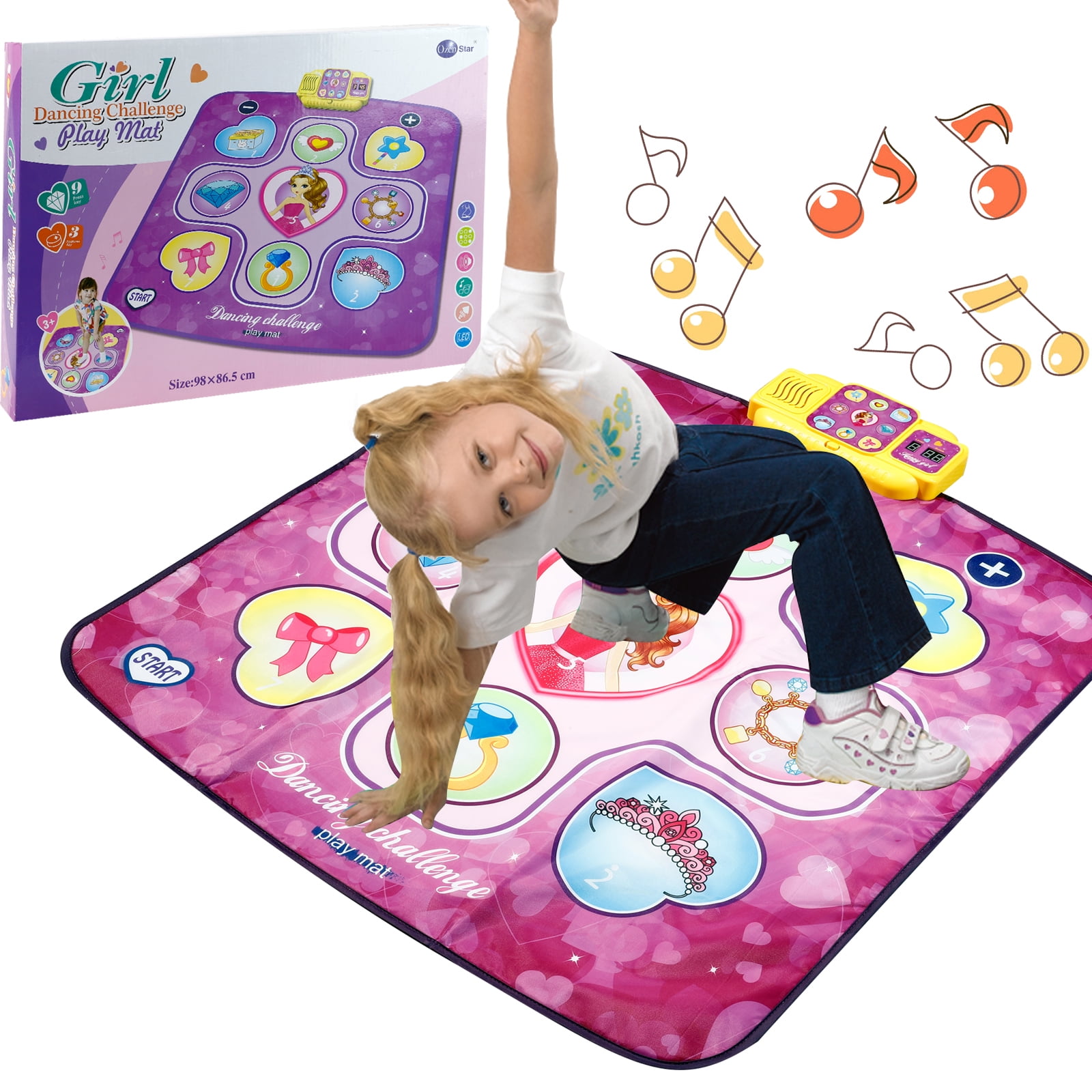 Dance Mat for Kids Ages 3-12, Dance Pad Game with LED Lights, Adjustable Volume, Built-in Music ...